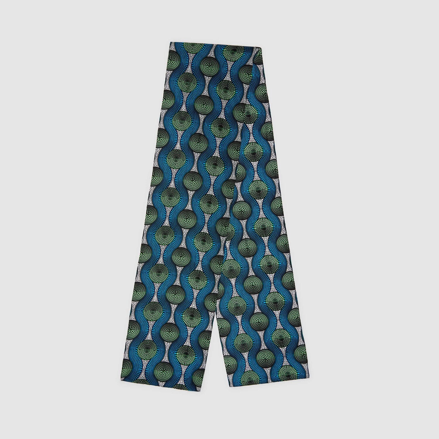 WHITE & BLUE TRIBAL SILK SCARF